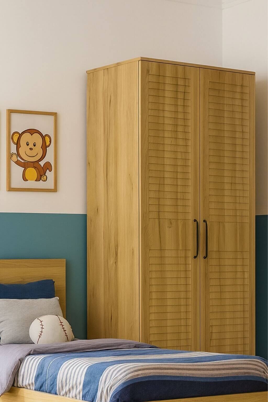 Pera Wood 2 Kapaklı Çekmeceli Dolap | MDF Gövde | Ağaç Ayaklar | Panjur ...